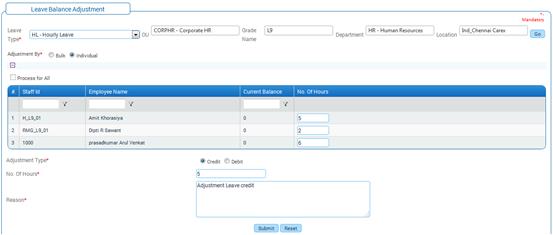 Leave Balance Adjustment